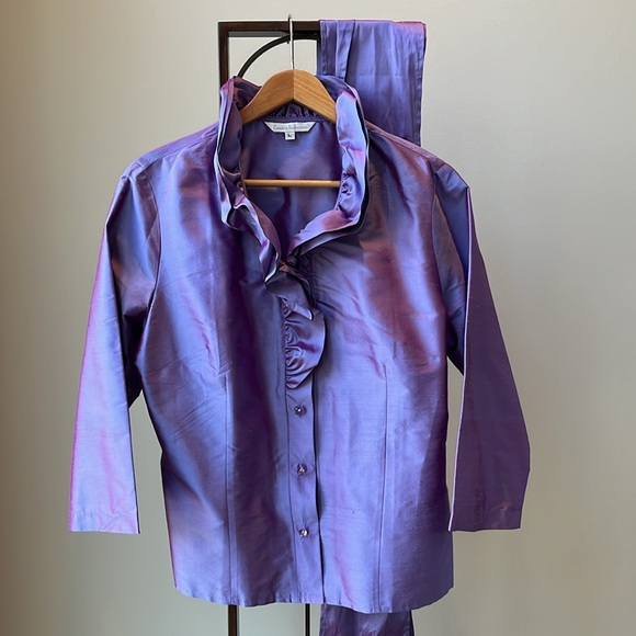 Connie Roberson | Tops | Connie Roberson Celine Silk Blouse Bow Tie ...